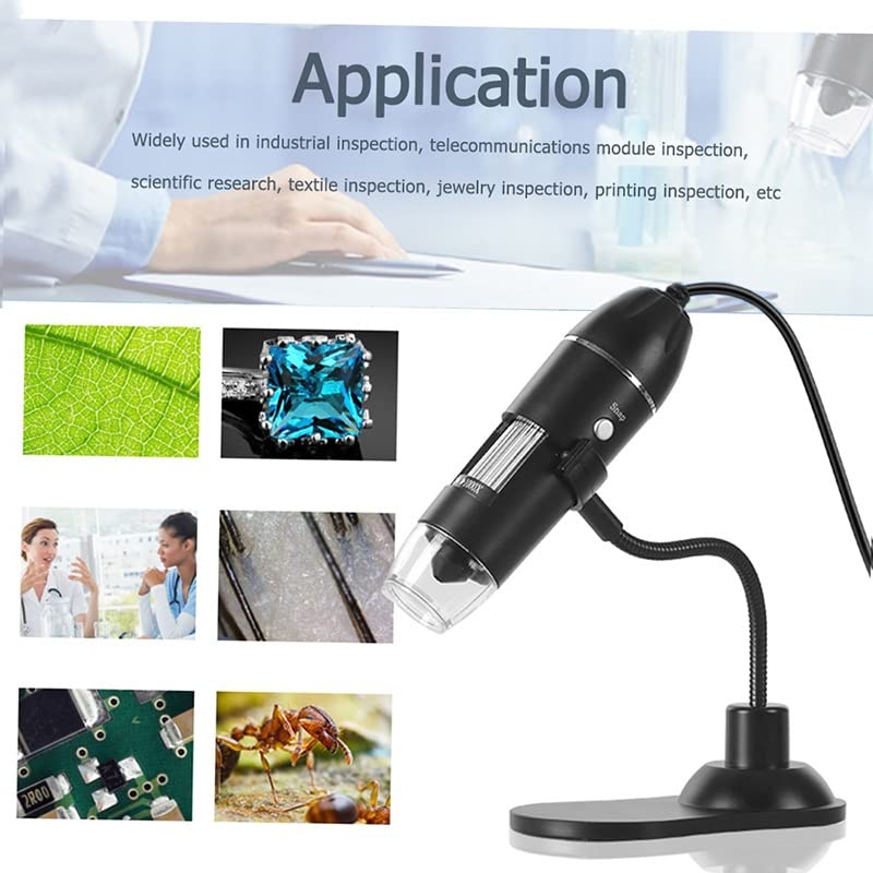 Handheld Digital Microscope Accessories Digital Zoom Microscope USB Magnifier 0.3MP Camera 8-LED Light Magnifying Glass 1000X Magnification Microscope Microscope Accessories