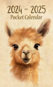 pocket calendar 2024-2025 for purse: 2 year small size 4 x 6.5 inches - vintage llama cover design volume 1