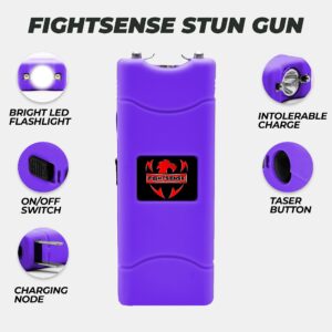 FIGHTSENSE Mini Stun Gun Keychain & Pepper Spray Combo Pack for Self Defense Kit (Purple)