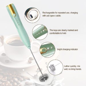 TQASER Powerful Handheld Milk Frother, USB Rechargeable Electric Foam Maker for Coffee, Mini Milk Foamer, Stainless Steel Drink Mixer for Lattes, Cappuccino, Frappe, Matcha, Hot Chocolate