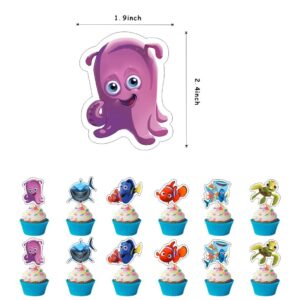 Finding Nemo Birthday Decorations, Finding Nemo Party Supplies Include Happy Birthday Banner, Cake Topper and Cupcake Toppers, Balloons for Finding Dory Party Decor