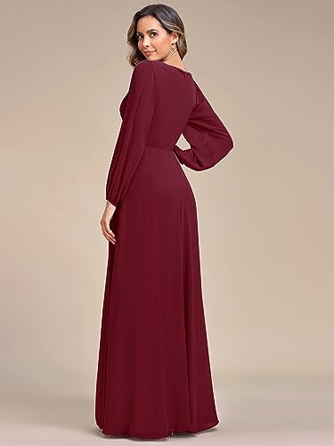 Ever-Pretty Women's Customized Generous Chiffon A Line Long Evening Dresses Burgundy US00