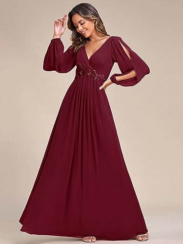 Ever-Pretty Women's Customized Generous Chiffon A Line Long Evening Dresses Burgundy US00