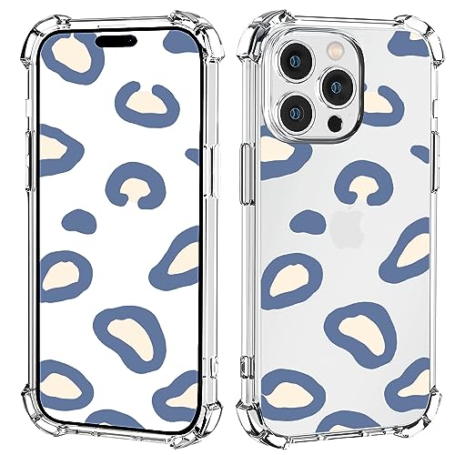 OFQKOAKS Cartoon Blue Cow Case for iPhone 13,Cute Funny iPhone 13 Soft Clear Four Corner Anti Fall Case for Girls Women