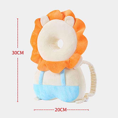 Baby Walker Head Protector Toddler Adjustable Baby Head Protection Backpack Wear Safety Pad (White Lion)