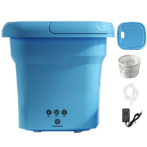 11l small foldable portable mini washing machine; rv, camping, travel must have outdoor products can wash small clothes (color : blue)