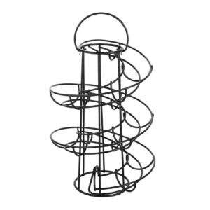 metal egg storage rack, metal egg skelter, egg skelter countertop storage rack, spiral design egg dispenser rack holder with storage basket, metal storage holder display for countertop & kitchen