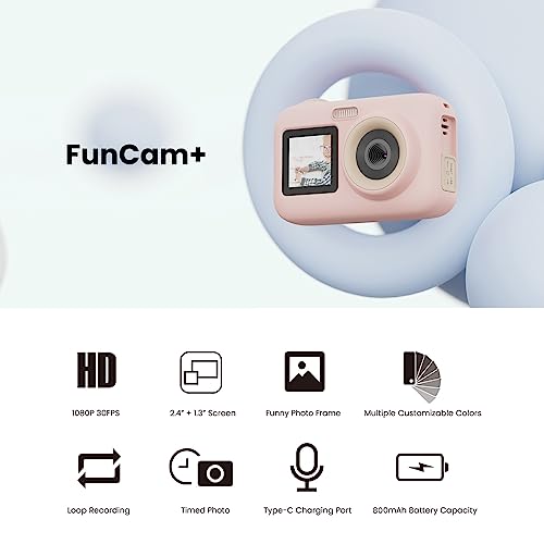 XIXIAN 1080P Digital Camera Kids Camera 12MP HD Children Digital Video Camera Kids Selfie Camera for Boys And Girls 2.4-inch LCD Screen Dual Lenses Birthday Gift Festival Gift Great Gift for Childeren