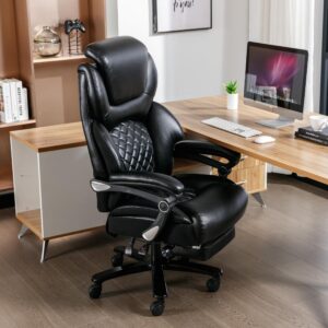 Big and Tall Office Chair 500lbs, High Back Recline Office Chair with Adjustable Lumbar Support, Footrest and Headrest, Heavy Duty Ergonomic Executive Computer Desk Chair