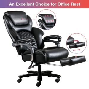 Big and Tall Office Chair 500lbs, High Back Recline Office Chair with Adjustable Lumbar Support, Footrest and Headrest, Heavy Duty Ergonomic Executive Computer Desk Chair