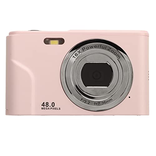 Pocket Camera, Portable Digital Camera Eye Protection Screen Prevents Shaking Stylish 48MP US Plug 16X Zoom 100-240V for Photography (Fairy Pink)