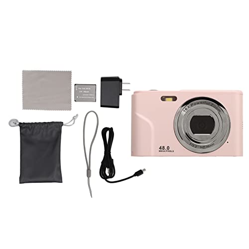 Pocket Camera, Portable Digital Camera Eye Protection Screen Prevents Shaking Stylish 48MP US Plug 16X Zoom 100-240V for Photography (Fairy Pink)