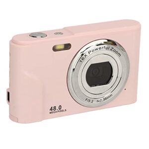 Pocket Camera, Portable Digital Camera Eye Protection Screen Prevents Shaking Stylish 48MP US Plug 16X Zoom 100-240V for Photography (Fairy Pink)