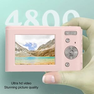 Pocket Camera, Portable Digital Camera Eye Protection Screen Prevents Shaking Stylish 48MP US Plug 16X Zoom 100-240V for Photography (Fairy Pink)