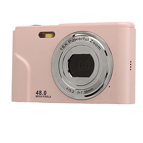 Pocket Camera, Portable Digital Camera Eye Protection Screen Prevents Shaking Stylish 48MP US Plug 16X Zoom 100-240V for Photography (Fairy Pink)