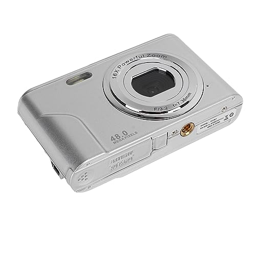 Pocket Camera, Portable Digital Camera Eye Protection Screen Prevents Shaking Stylish 48MP US Plug 16X Zoom 100-240V for Photography (Silver)