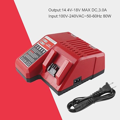 Chgdkjy 2PACKS M18 Battery and Charger Starter Kit Compatible with Milwaukee 18V Battery 48-11-1850 and Battery Charger 48-59-1812