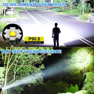 QOPOYU Rechargeable Flashlights High Lumens Flash Light, 200,000 High Lumens Bright Tactical Flashlight, 5 Modes IPX6 Waterproof, P90.8 Powerful LED Magnetic Flashlights for Camping Emergencies