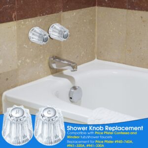 Enhon Shower Faucet Handle Replacement, Compatible with Price Pfister Contessa and Windsor Tub and Shower Faucets, 2 Piece Hot and Cold Shower Knob Replacement, Clear Acrylic