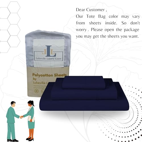 Lukeville Luxury Linen Camping Cot Sheet 30" x 80" x 9" - 3 Piece Cot Sheet Set - Narrow Twin/Camp Rvs Bunk/Guest Beds/Camping Cot/Travel Trailers/Spilt Queen Bed, Navy Blue Solid