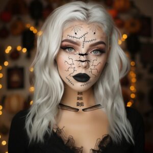 ENYACOS skeleton mouth tattoo,devil face tattoo,halloween spider web face stickers,halloween make up adults,face tattoos for men and women,horror make up,scary face tattoos (A)