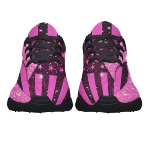 Breast Cancer Shoes for Women Lightweight Running Shoes Outdoor Fashion Cancer Pink Ribbon Sneakers Black Size 6