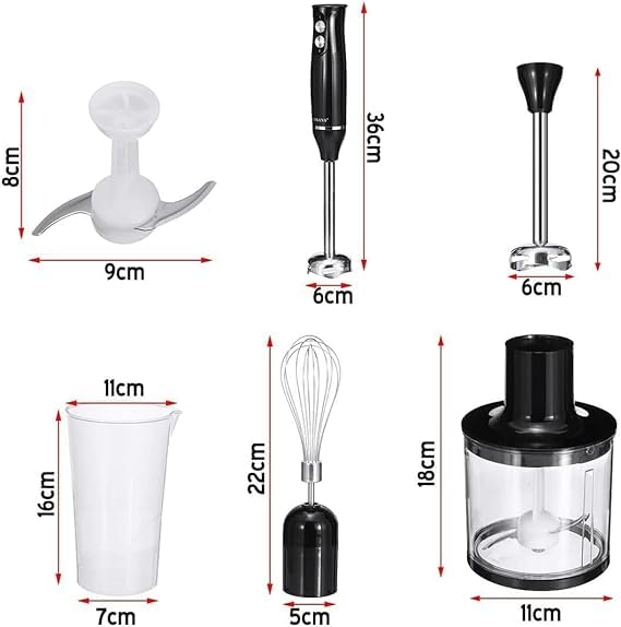 SOKANY 4-in-1 500W Immersion Handheld Blender - Turbo Mode, Stainless Blades