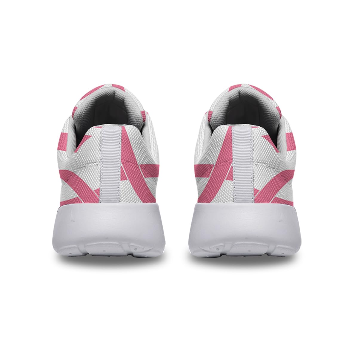 Breast Cancer Shoes for Women Fashion Breathable Running Sneakers Ladies Cancer Pink Ribbon Shoes White Size 5