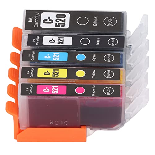 Printer Cartridge with Ink, Ink Cartridge ABS Printing Ink Cartridge Standard Size 5% Coverage for PIXMA IP3600 IP4600 IP4700, Desktop Photo Printers (BK BK C M Y 5 Colors)