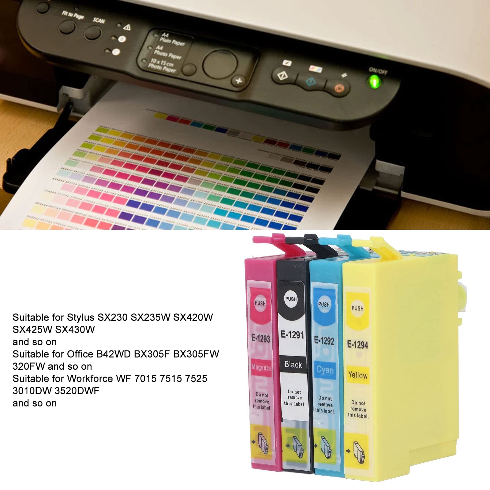 Printer Ink Cartridge Set, Printer Ink Cartridge,4 Color Ink Cartridge Photo Printer for SX230, Printer Ink Cartridge