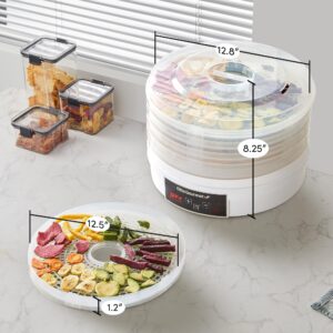 Elite Gourmet EFD770WD Digital Food Dehydrator with 5x12.5” BPA Free Trays, Adjustable 48-hr Timer and Temperature from 95~158F, Jerky, Herbs, Fruit, Veggies, Dried Snacks, White