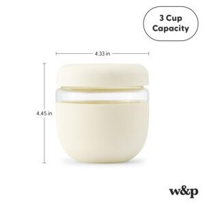 W&P Porter Seal Tight Glass Food Storage Container with Lid, Terrazzo Cream 24oz, Leak & Spill Proof Meal Prep Container, Microwave & Dishwasher Safe, Borosilicate Glass