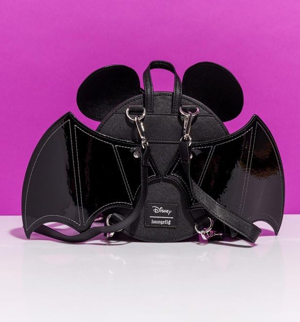 Loungefly X LASR Exclusive Disney Minnie Bat Convertible Mini Backpack - Fashion Cosplay Disneybound Cute Backpack