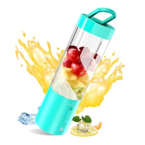 portable blender for shakes and smoothies, vaeqozva 16oz personal blender 6 ultra sharp blades, magnetic usb rechargeable mini blender bottle for travel/picnic/office/gym/home