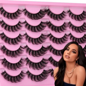 false eyelashes natural lashes pack 15mm fluffy mink lashes natural look wispy cat eye lashes false lashes 14 pairs multipack by yawamica