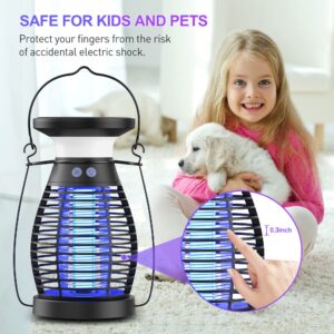 Solar Bug Zapper Outdoor, Rechargeable Cordless Buzzbug Mosquito Zapper Indoor, Waterproof Mosquito Trap Fly Zapper for Garden Patio Camping Essentials