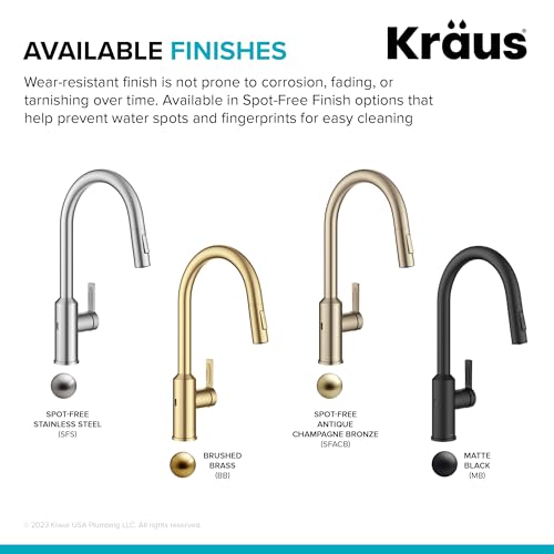 KRAUS Oletto Touchless Sensor Pull-Down Single Handle Kitchen Faucet in Spot-Free Stainless Steel, KSF-2830SFS