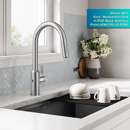 KRAUS Oletto Touchless Sensor Pull-Down Single Handle Kitchen Faucet in Spot-Free Stainless Steel, KSF-2830SFS