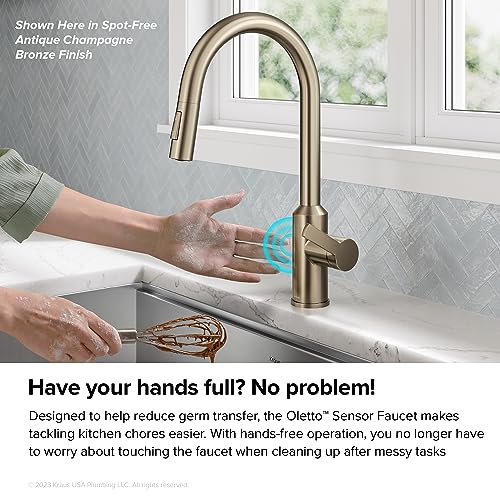 KRAUS Oletto Touchless Sensor Pull-Down Single Handle Kitchen Faucet in Spot-Free Stainless Steel, KSF-2830SFS