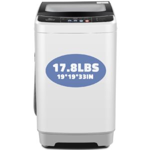 nictemaw portable washing machine, 17.8lbs capacity full-automatic portable washer with drain pump, 2.4cu.ft washer and dryer combo with glass top lid, led display, 10 programs & 8 water levels for apartment, dorms, rv