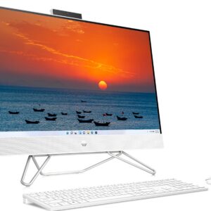 HP 27" Touchscreen All-in-One Desktop, AMD Ryzen 7 5700U(Beats i7-1265U), FHD IPS Display, 64GB RAM, 2TB SSD, 1080P Webcam, Wireless Keyboard & Mouse Combo, WiFi, Windows 11 Home, Bundle with JAWFOAL