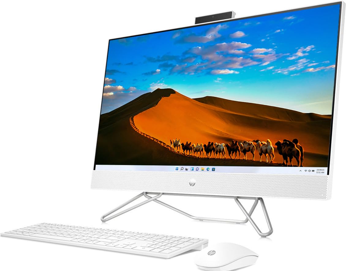 HP 27" Touchscreen All-in-One Desktop, AMD Ryzen 7 5700U(Beats i7-1265U), FHD IPS Display, 64GB RAM, 2TB SSD, 1080P Webcam, Wireless Keyboard & Mouse Combo, WiFi, Windows 11 Home, Bundle with JAWFOAL