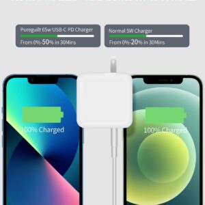 65W USB C Charger,Type C GaN III PD 3.0 Wall Charger Fast Charging for iPhone 15/14/13,MacBook Pro/Air, iPad Pro/Air,Samsung Galaxy S22/S21,Pixel,Switch and Android Series,6.6ft USB C to C Cable