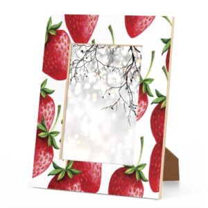 pardick fresh strawberry 8x10 picture frame, watercolor fruit red wooden photo frames for tabletop and wall display, picture frame home office decor