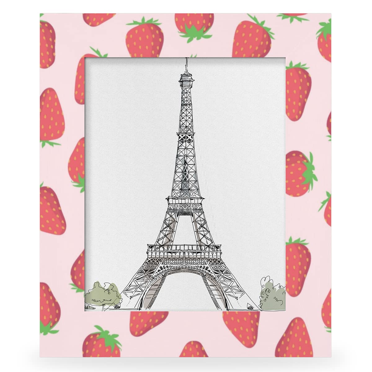 Pardick Red Strawberry 4x6 Picture Frame, Pink Wooden Photo Frames for Tabletop and Wall Display, Picture Frame Home Office Decor