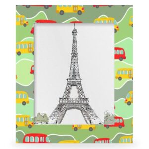 Red Yellow Bus Car 4x6 Picture Frame, Cartoon Wooden Photo Frames for Tabletop and Wall Display, Picture Frame Home Office Decor