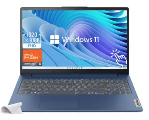 lenovo ideapad slim 3 laptop, 15.6" fhd ips touch led, amd ryzen 5 7530u (>i7-1165g7) up to 4.5ghz, wi-fi6, backlit kb, fingerprint reader, win 11 home, w/mouse pad (8gb ram | 512gb pcie ssd)