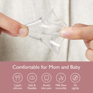 Momcozy Contact Nipple Shields, 100% Food-Grade Silicone for Breastfeeding Difficulties, Ultra-Thin & Super-Soft, Made Without BPA/BPS, Include Carry Case (24mm)