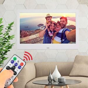 10inch Digital Photo Frame, HD Photo Album Electronic with Remote Controller Function of ElectronicCalendar Ideal for FriendsChildren (US Plug 100‑240V)