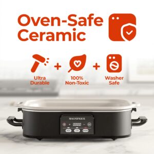 Magnifique 4 Quart Casserole Digital Slow Cooker, Premium Ceramic Bakeware for Oven, Dishwasher Safe Baking Dish